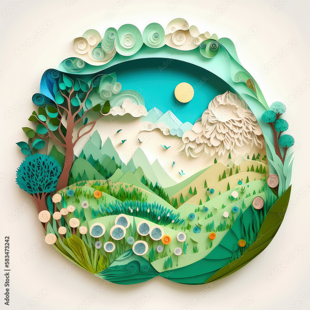 Paper art, Ecology and Earth Day, Saving nature and world Environment ...