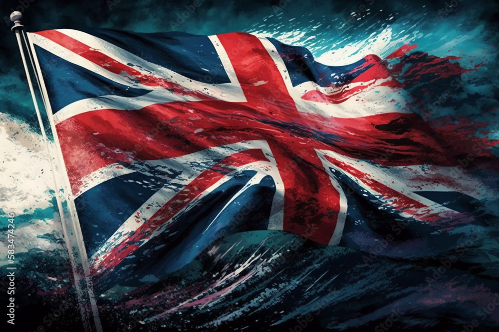 Abstract dramatic illustration of the Great Britain flag. Created with ...
