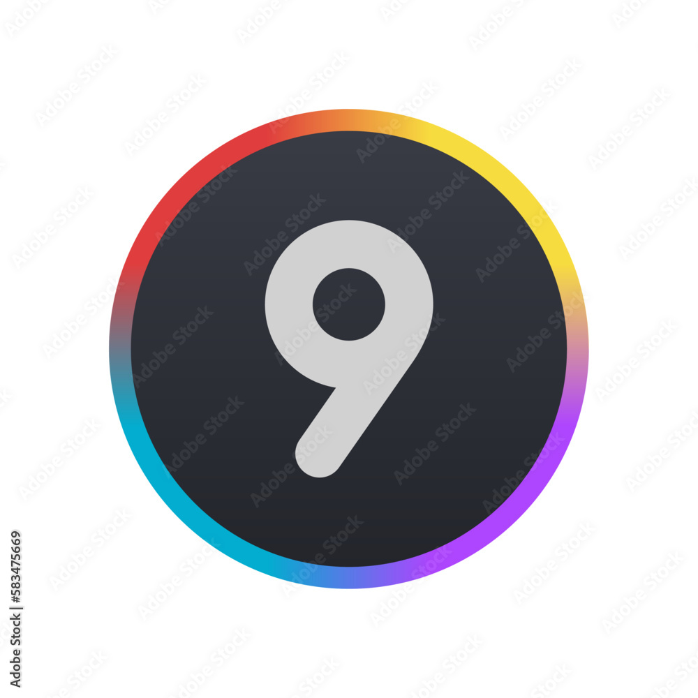 Nine - Pictogram (icon) Stock Vector | Adobe Stock