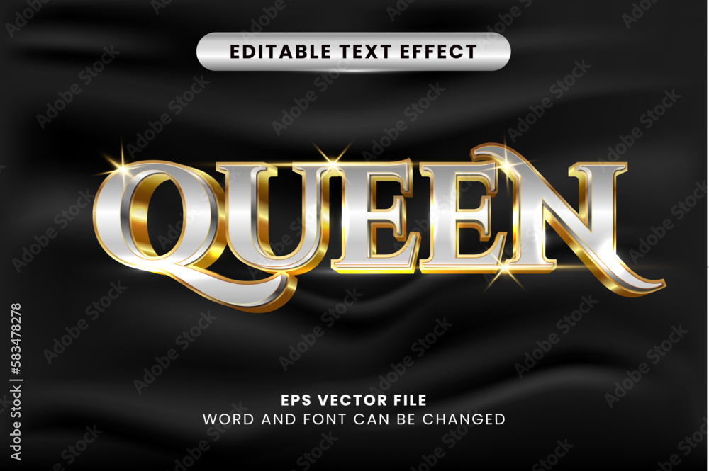 luxury gold silver 3d editable vector text effect Stock Vector | Adobe ...