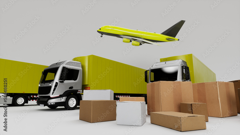 truck with container, truck with boxes, truck with cargo, truck ...