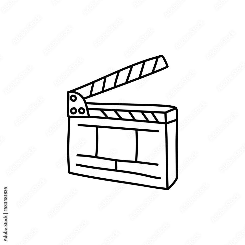 hand drawn Movie clapperboard icon. Film clapper for cinema production ...