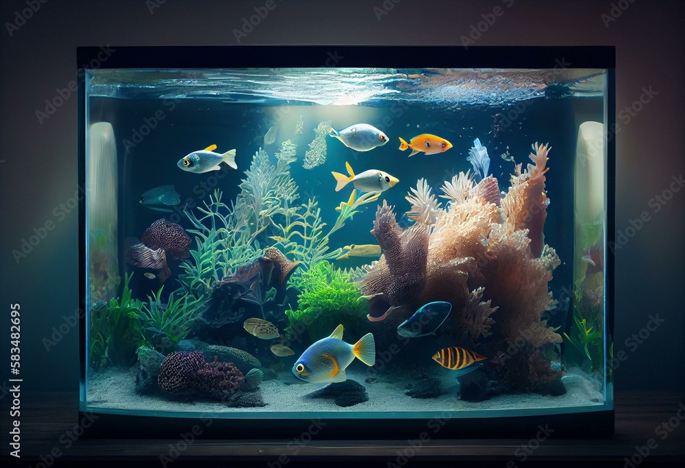 AI-generated aquarium with tropical fish. Generative AI Stock ...