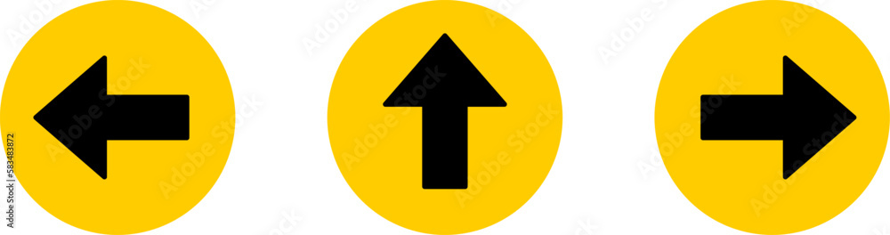 Poster Set of One Way Only or This Way Only Blue Sign Round Floor ...