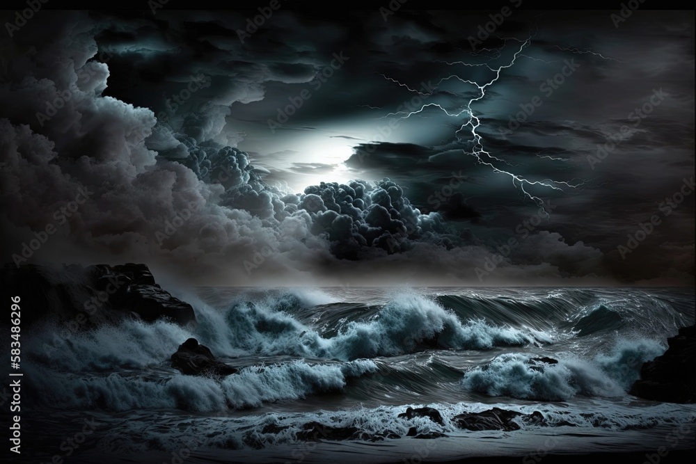 The ocean is in turmoil as a violent storm unleashes its fury, with ...