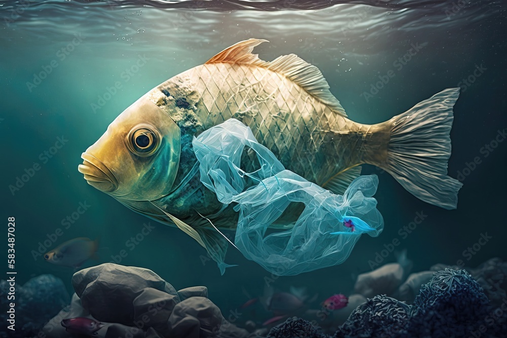 Mutated fish in a polluted sea, with unnatural features and deformities ...