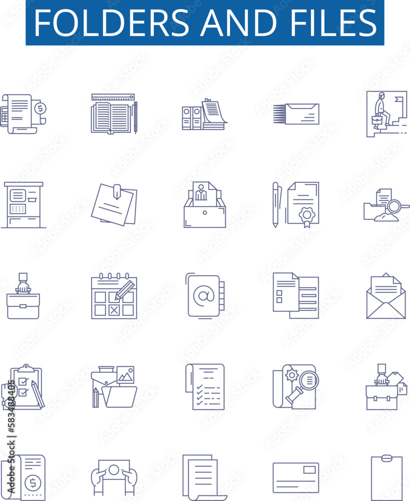 Folders And Files Line Icons Signs Set Design Collection Of Folders