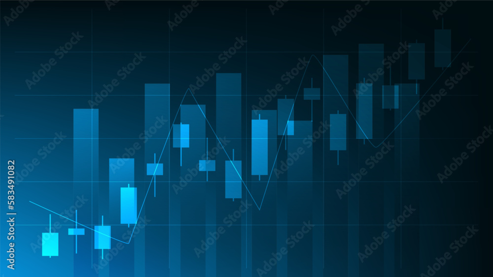 Financial business statistics with bar graph and candlestick chart show ...