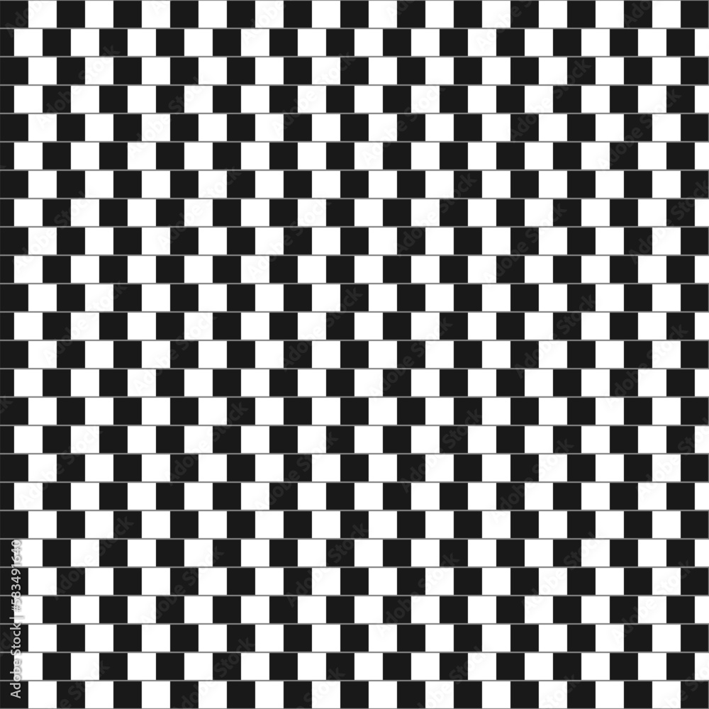 Shifted horizontal parallel lines with black and white squares. Optical ...