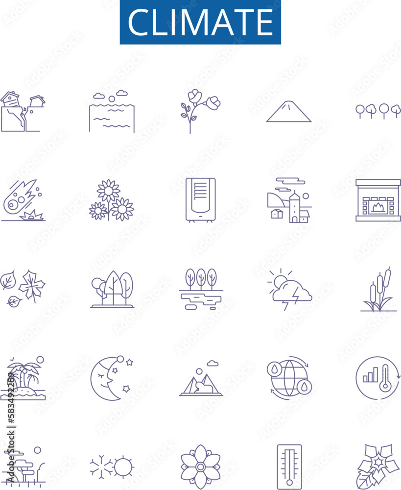 Climate line icons signs set. Design collection of Weather, Temperature ...