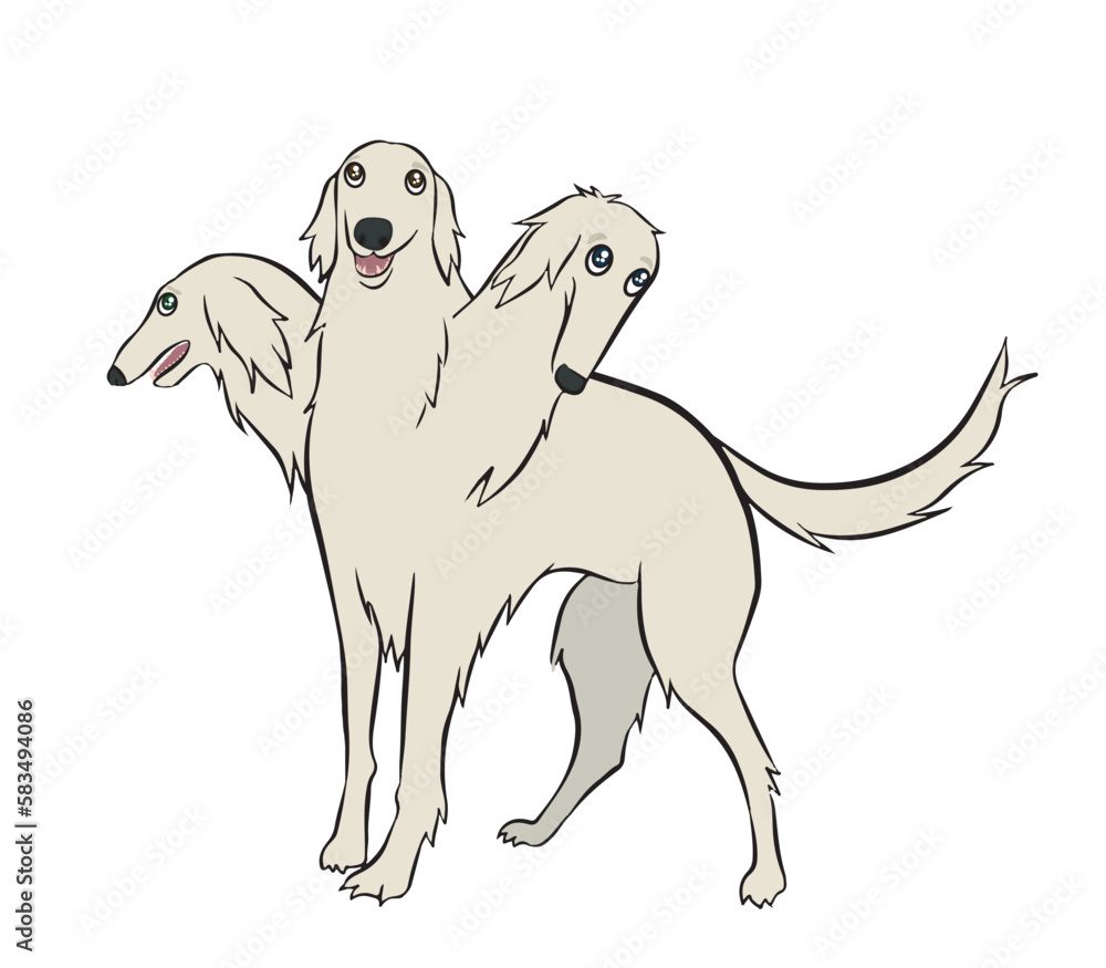 Fluffy white borzoi dog meme being the underworld dog cerberus. It has ...