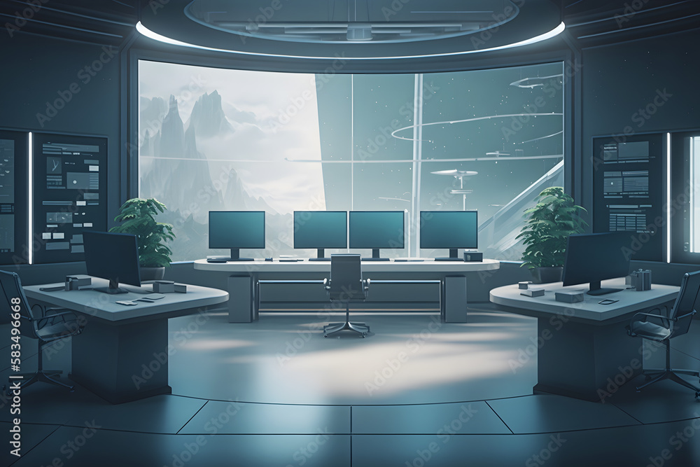 Futuristic meeting room interior, conference room, coworking. Modern ...