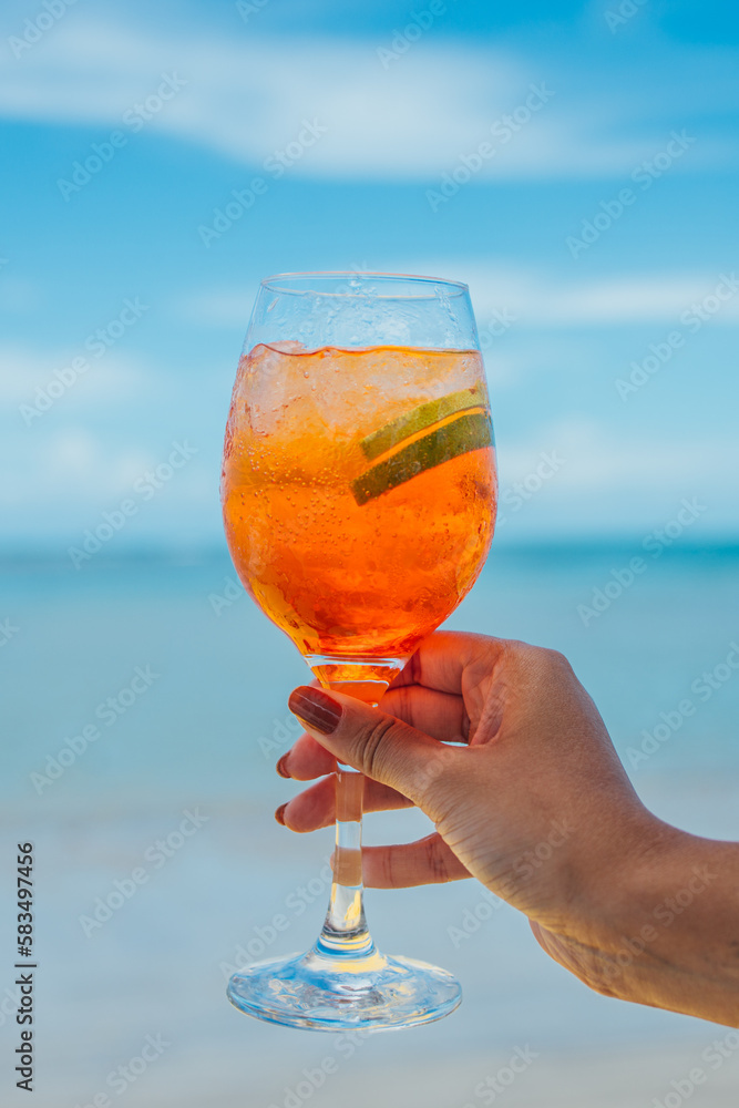 Aperol Spritz / Spritz veneziano on the beach Stock Photo | Adobe Stock