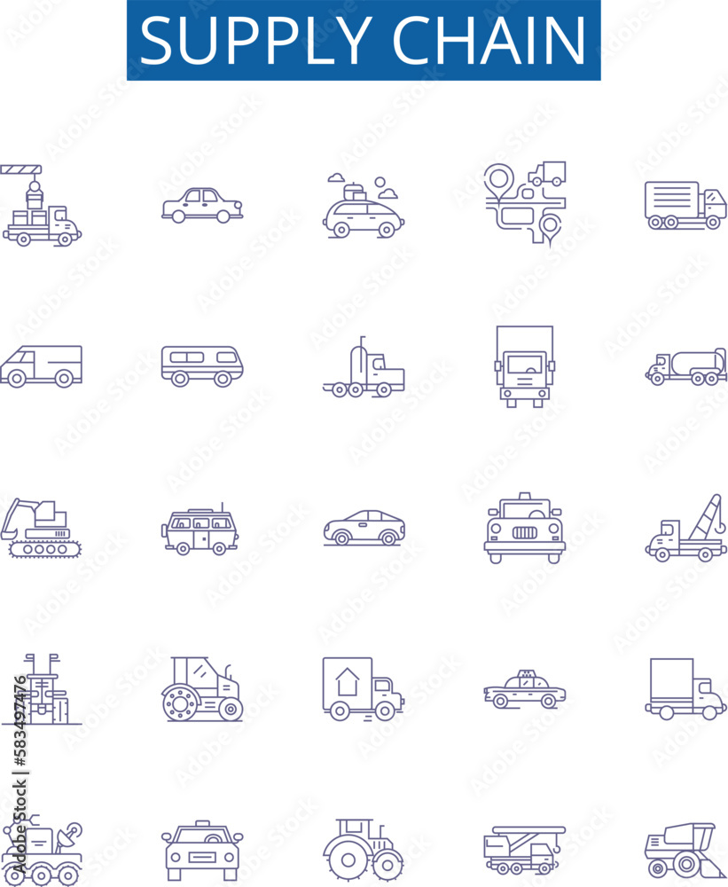 Supply chain line icons signs set. Design collection of Logistics ...