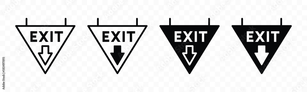 Exit signs. Out arrow, escape, go out signs. Direction, way, guide ...