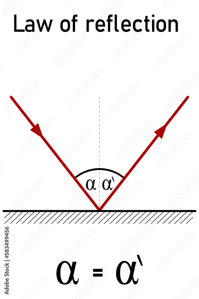 Vetor de Graphical representation of the law of reflection, the angle ...