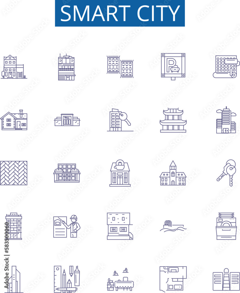 Smart city line icons signs set. Design collection of Smart, City ...