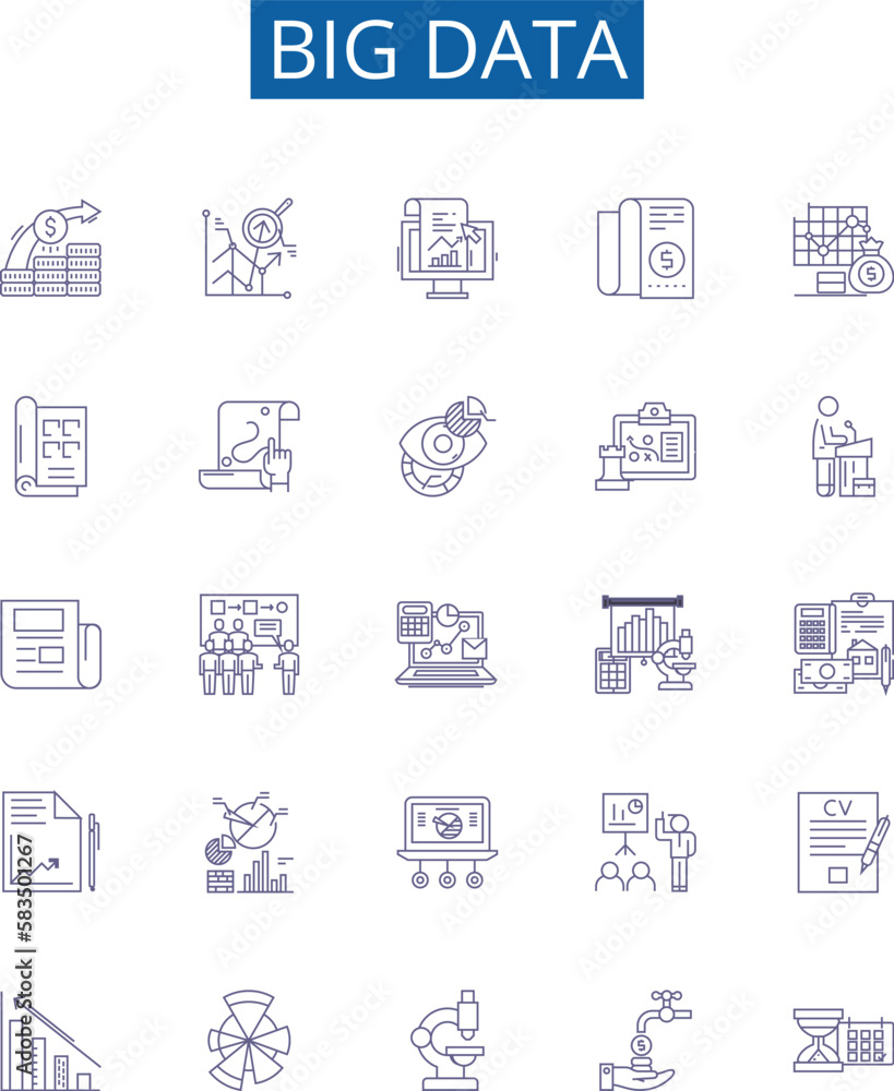 Big data line icons signs set. Design collection of Analytics, Storage ...