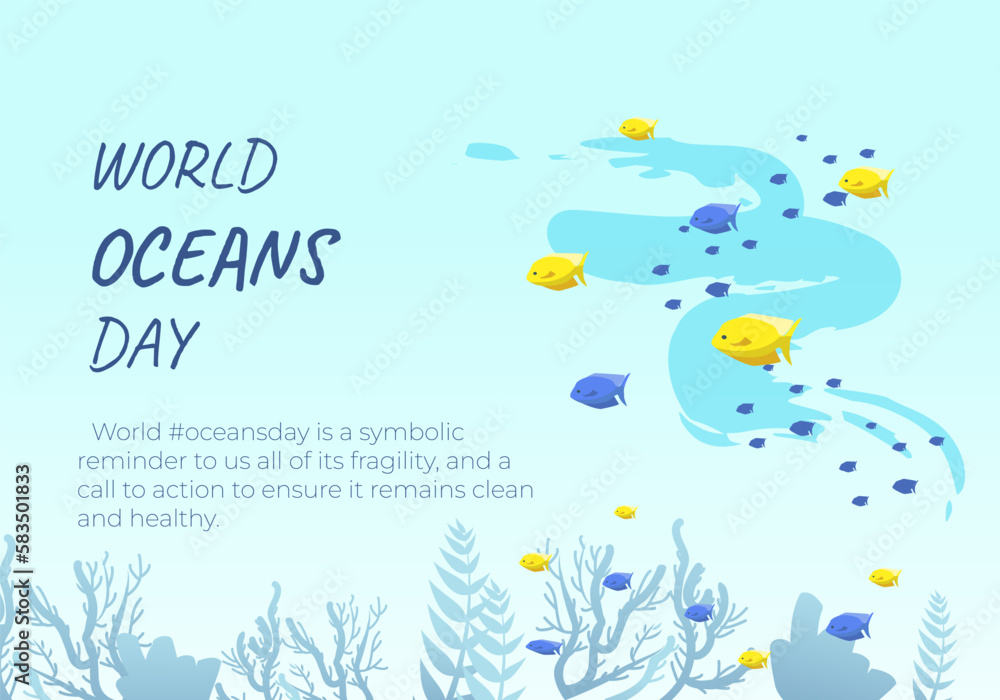 Day of Water and World Oceans Day, vector art. Global celebrate ...