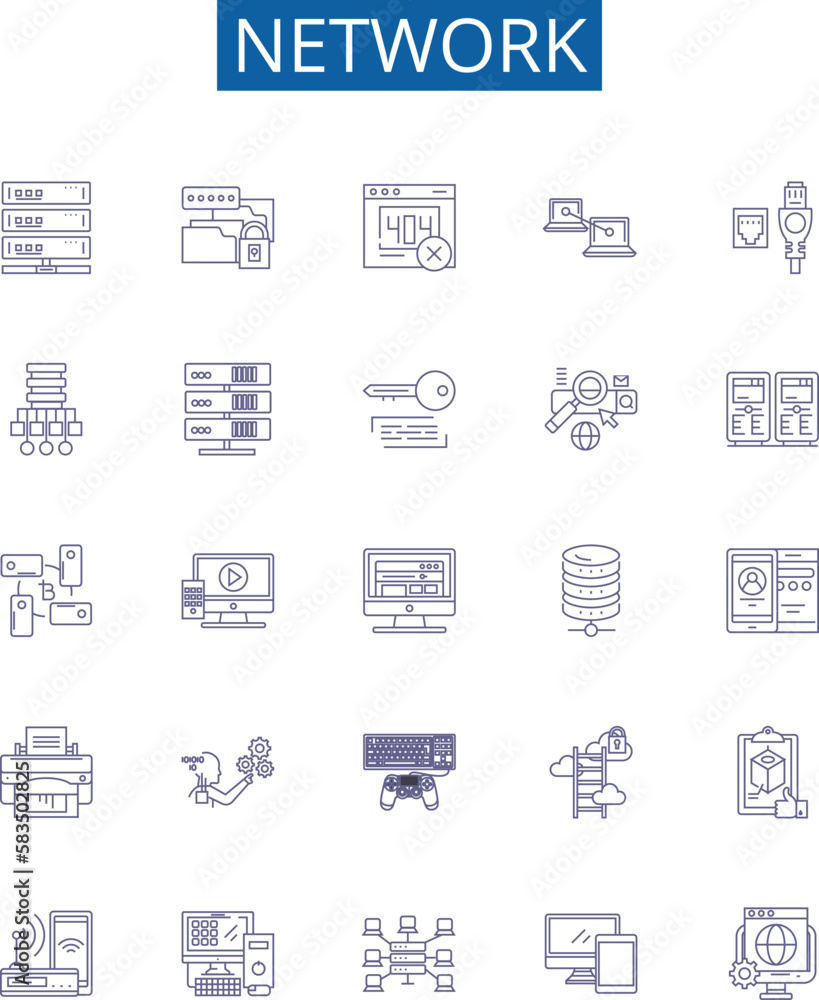 Network line icons signs set. Design collection of Network, Technology, Connectivity, System ...