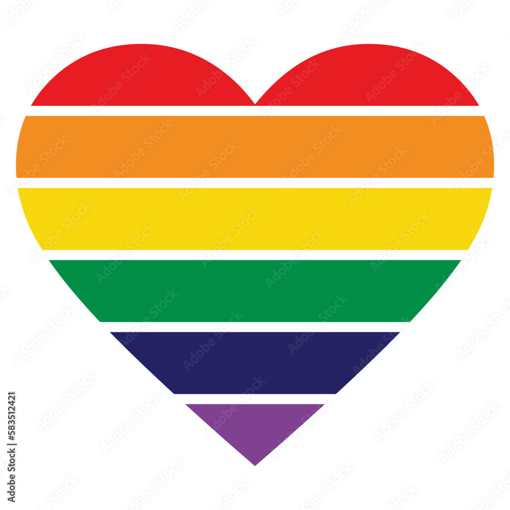 Pride Flag Heart. Vector Love Heart Shape with LGBT Pride Rainbow Flag ...