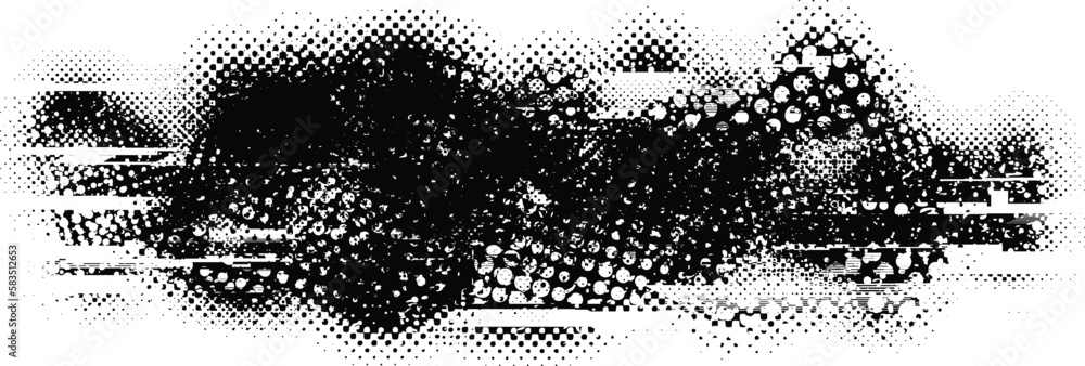 Glitch distorted grungy isolated banner . Design element for brochure ...