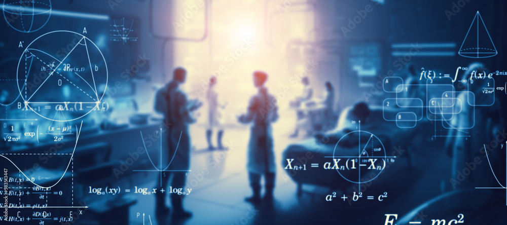 Futuristic lab and science technology concept. Communication network ...