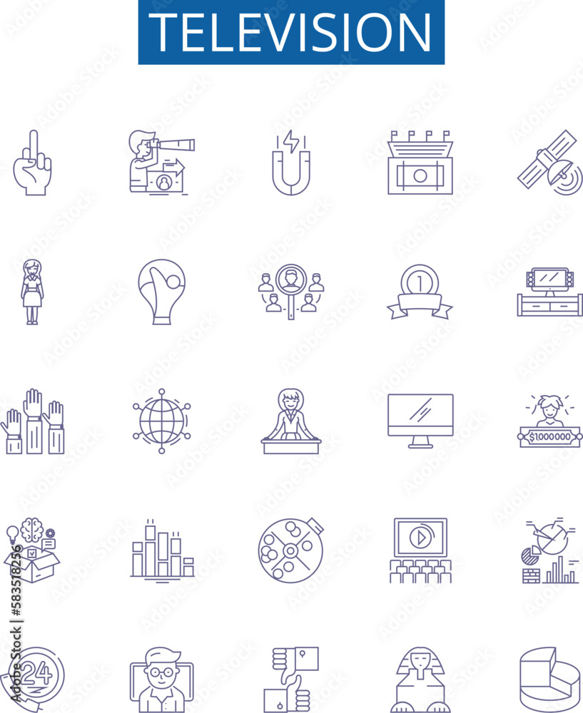 Television line icons signs set. Design collection of Television, TV ...