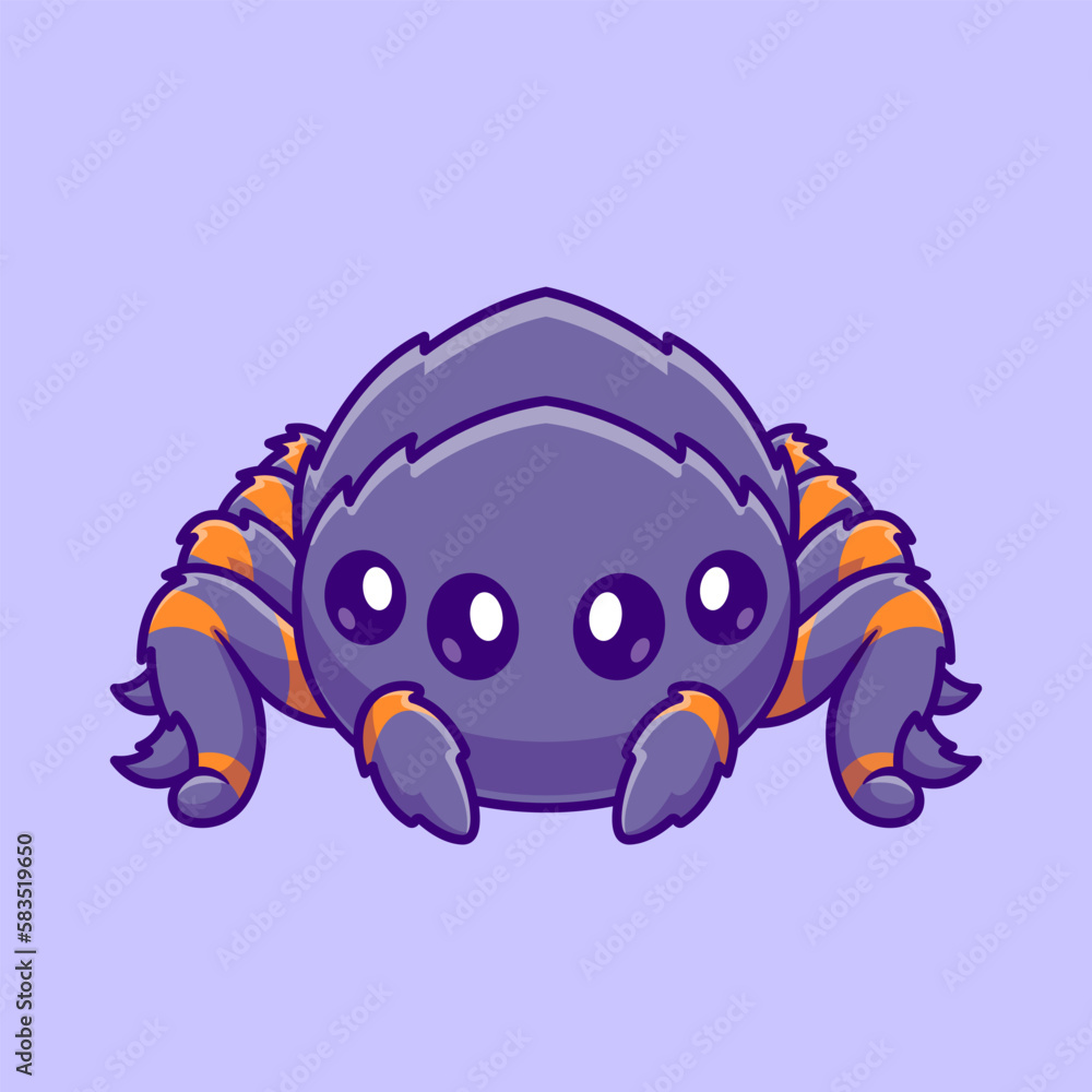 Cute Tarantula Cartoon Vector Icon Illustration. Animal Nature Icon ...