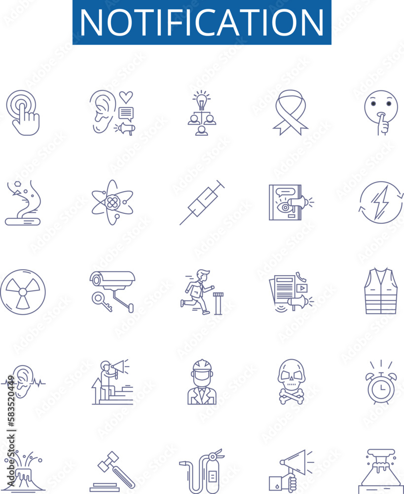 Notification line icons signs set. Design collection of Alert, Reminder ...