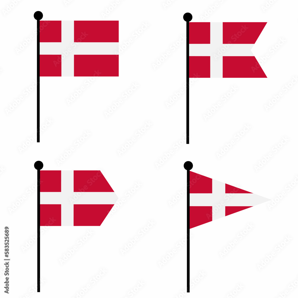 Denmark waving flag icon set in 4 shape versions. Collection of ...