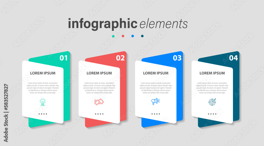 Modern infographic template with 4 steps. Business unique creative ...