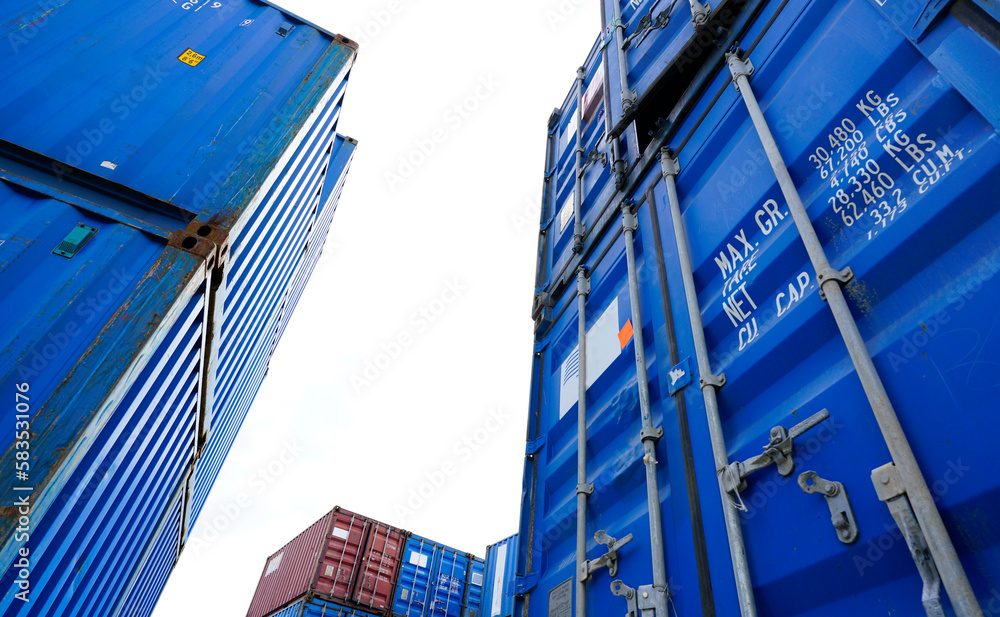 Container logistic. Cargo and shipping business. Container ship for ...