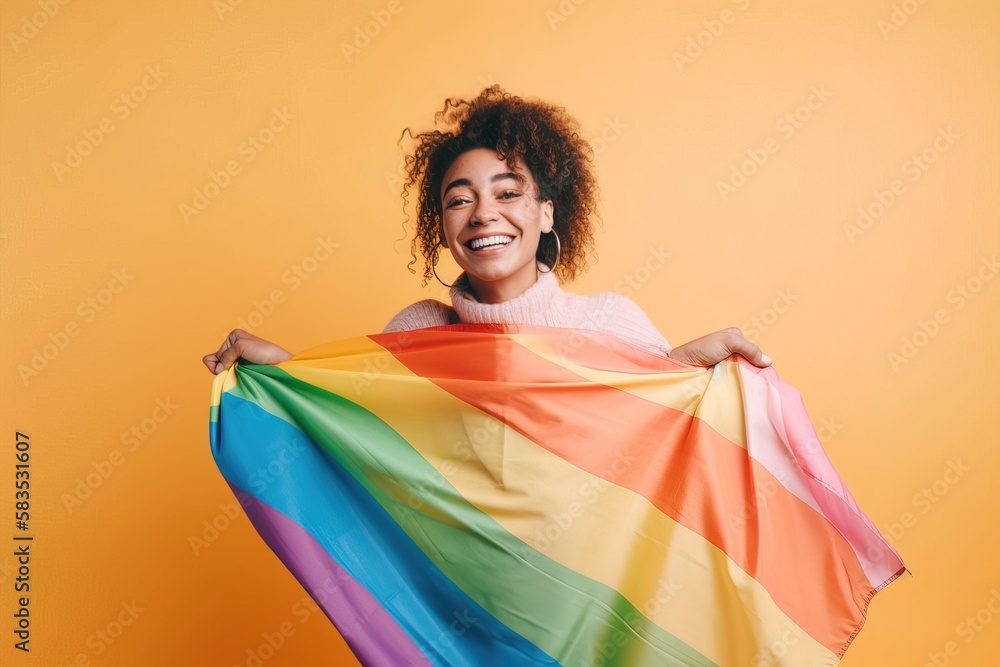 beautiful young woman smiling queer LGBTQIA+ LGBT girl teenager setted ...