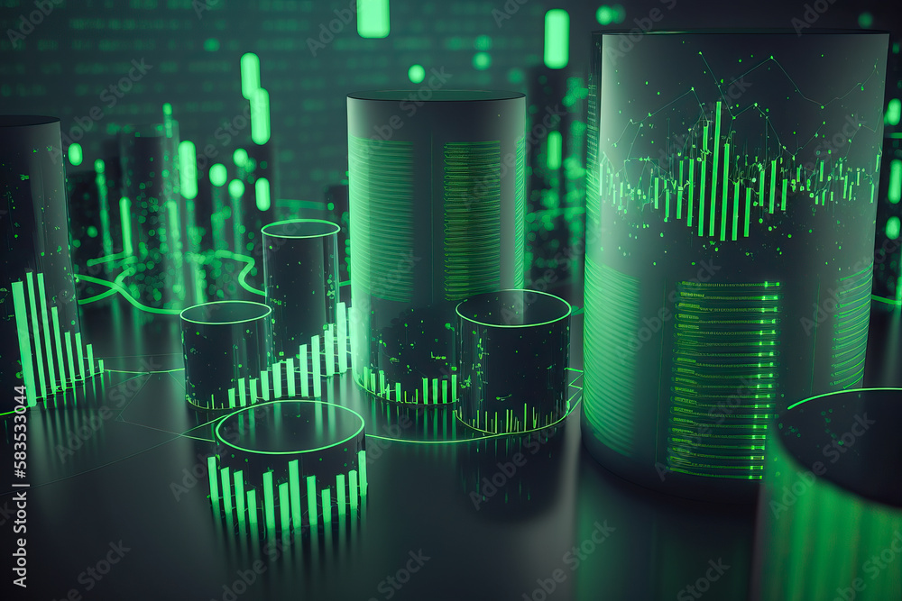 Green Abstract business cyber space technology background Cylinders ...