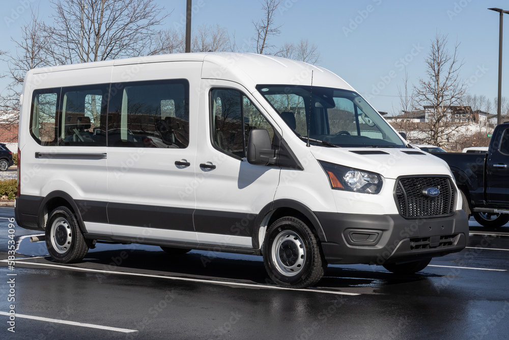Ford Transit 350 Passenger van display at a dealership. The Ford ...