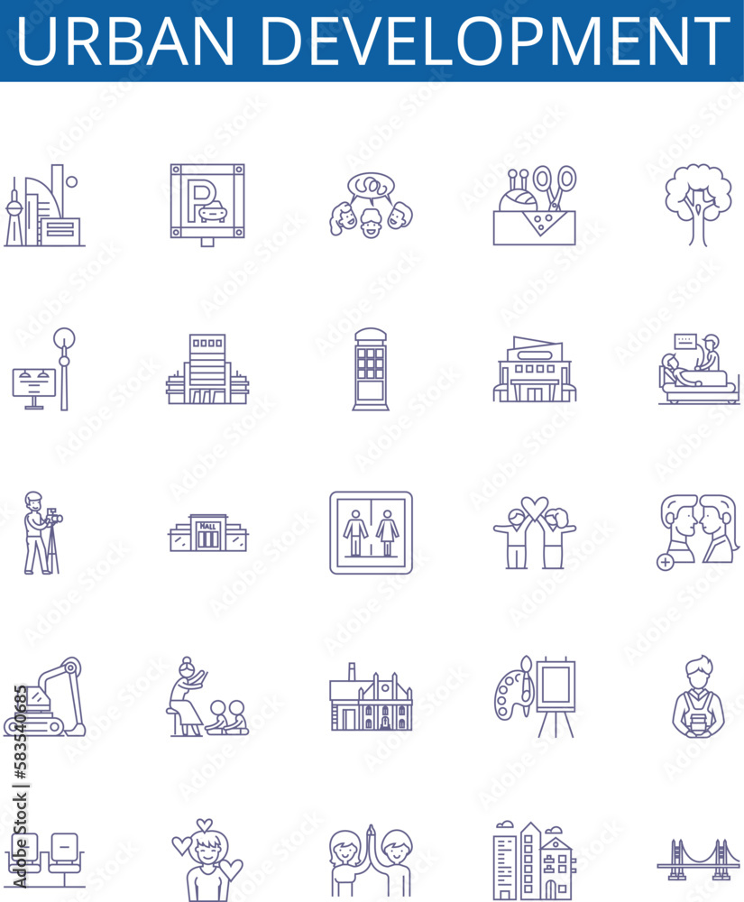 Urban development line icons signs set. Design collection of ...