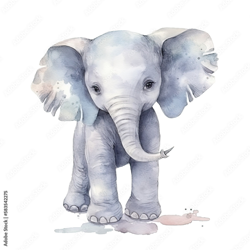 Watercolor Baby Elephant