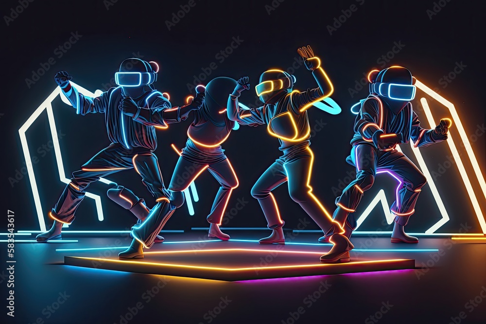 Ilustrace „A vibrant and electrifying virtual reality dance party ...