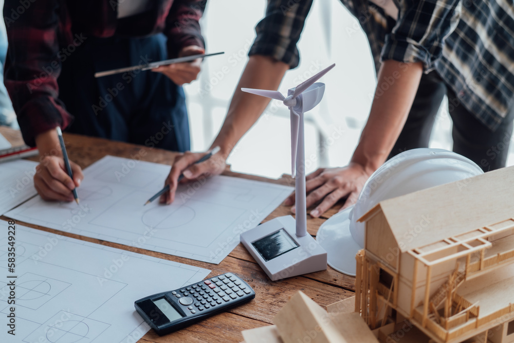 couple young engineers planning to build a house Ready for success and ...