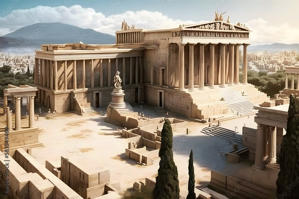 Fantasy Athens landmark Acropolis and the Odeon of Herodes Atticus ...