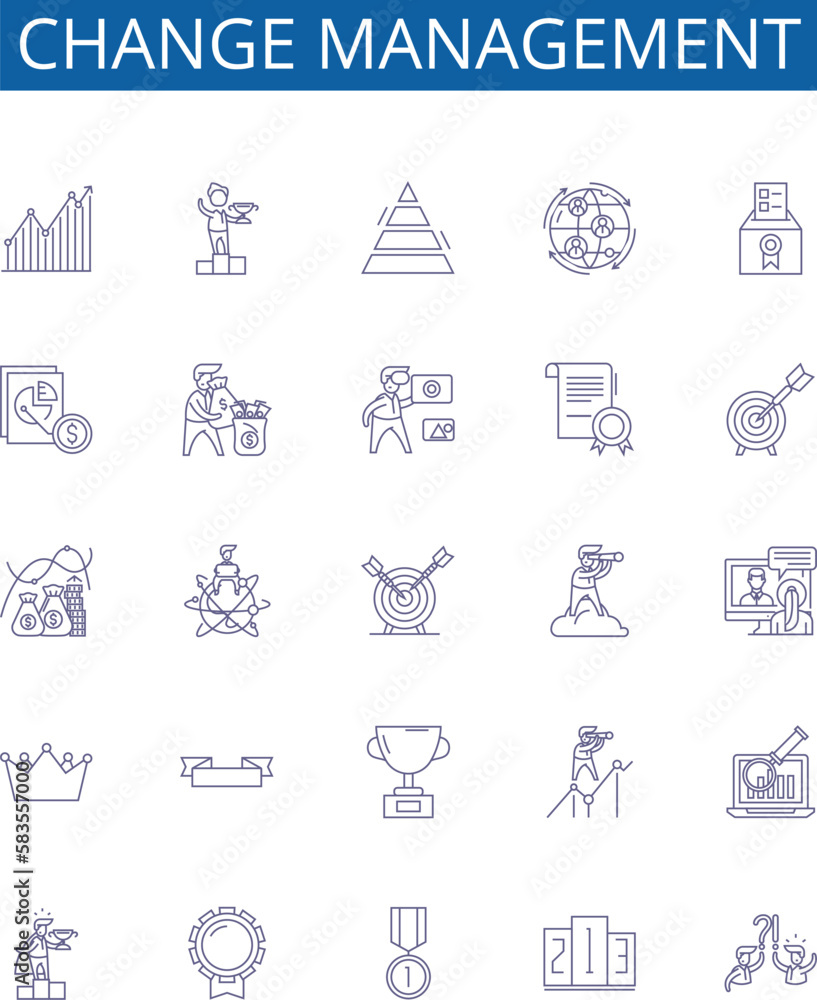 Change management line icons signs set. Design collection of Transformation, Agility, Transition ...