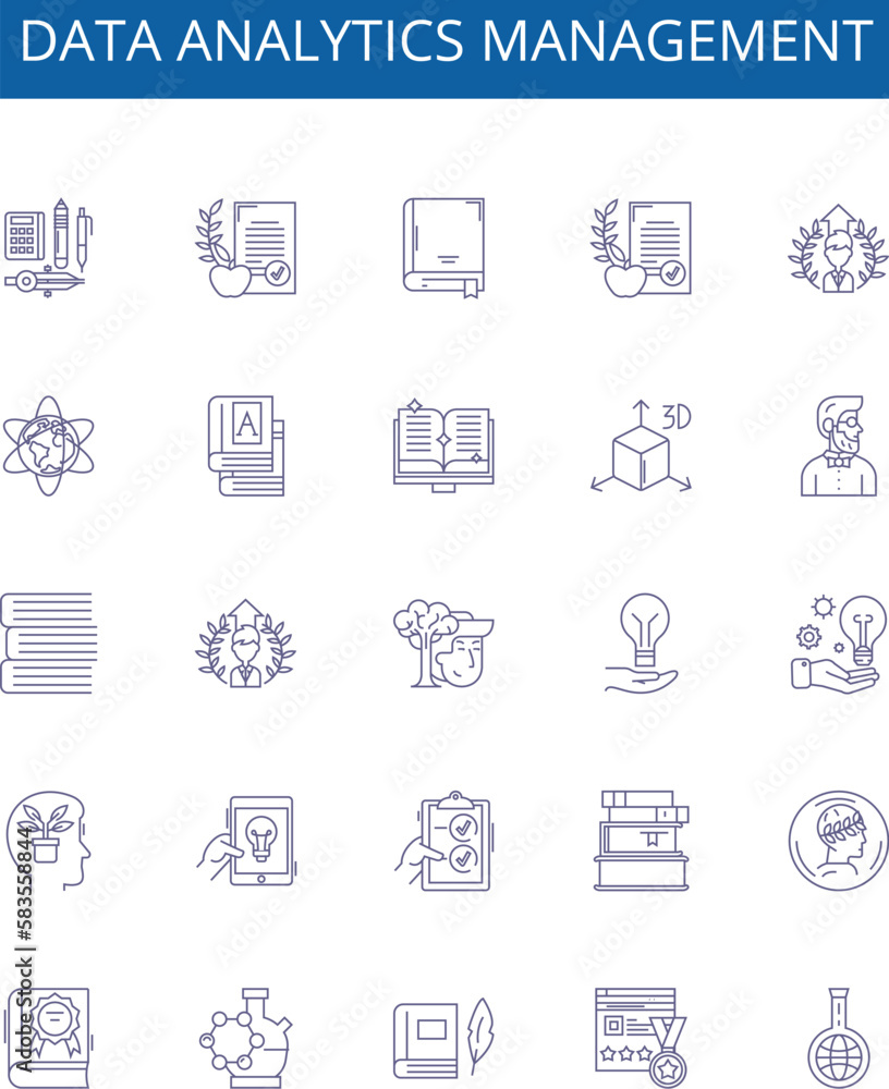 Data Analytics Management Line Icons Signs Set Design Collection Of Data Analytics Management