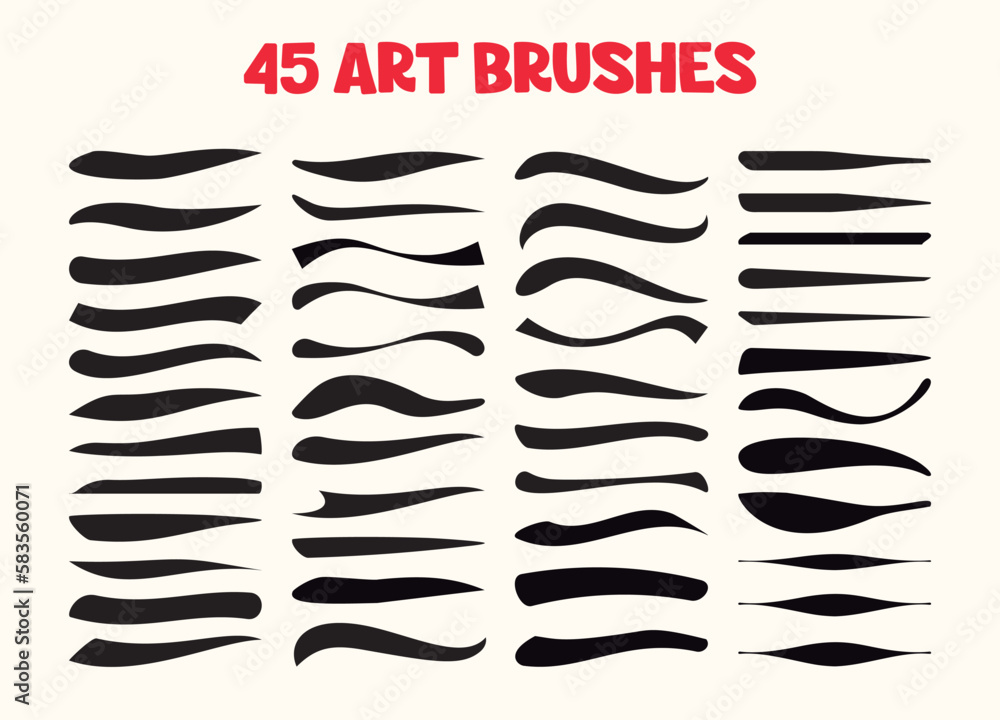 45 vector set of art brushes for illustrations. The brushes used are ...