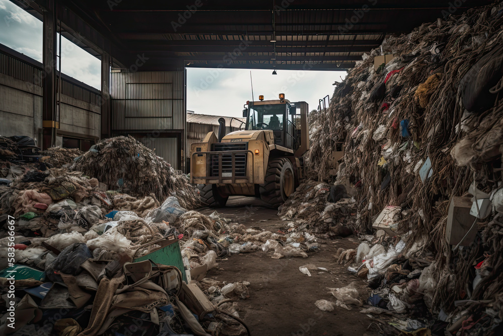 waste plastic bottles and other types of plastic waste at the ...