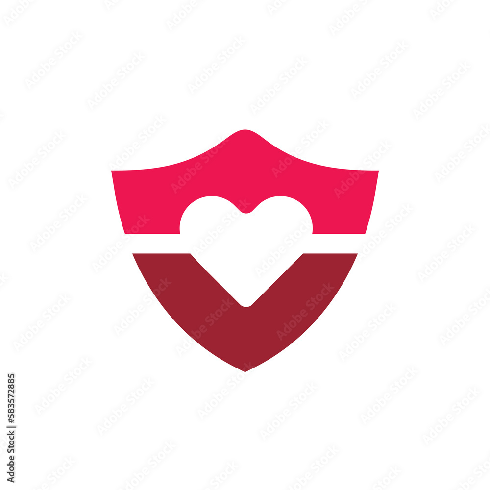 Shield heart logo design vector, love protection logo icon, flat style ...