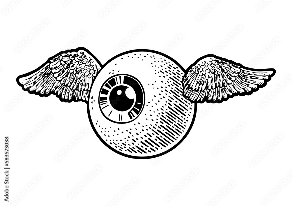 flying eyeball sketch PNG illustration with transparent background ...
