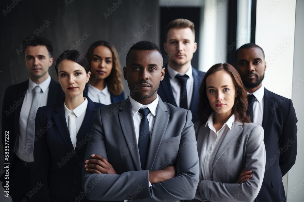 A business team consisting of several men and women of different races ...