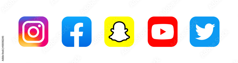 Instagram; facebook; snapchat; YouTube; twitter - Collection of popular ...
