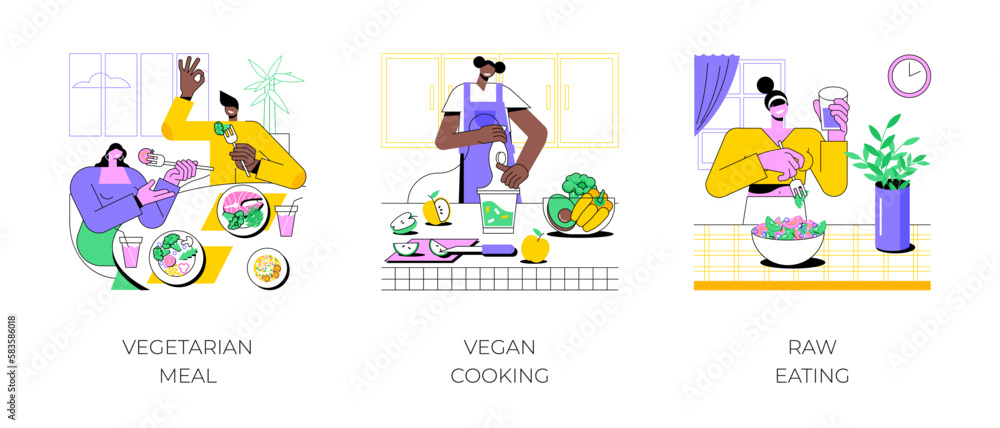 Nutrition plan isolated cartoon vector illustrations set. People ...